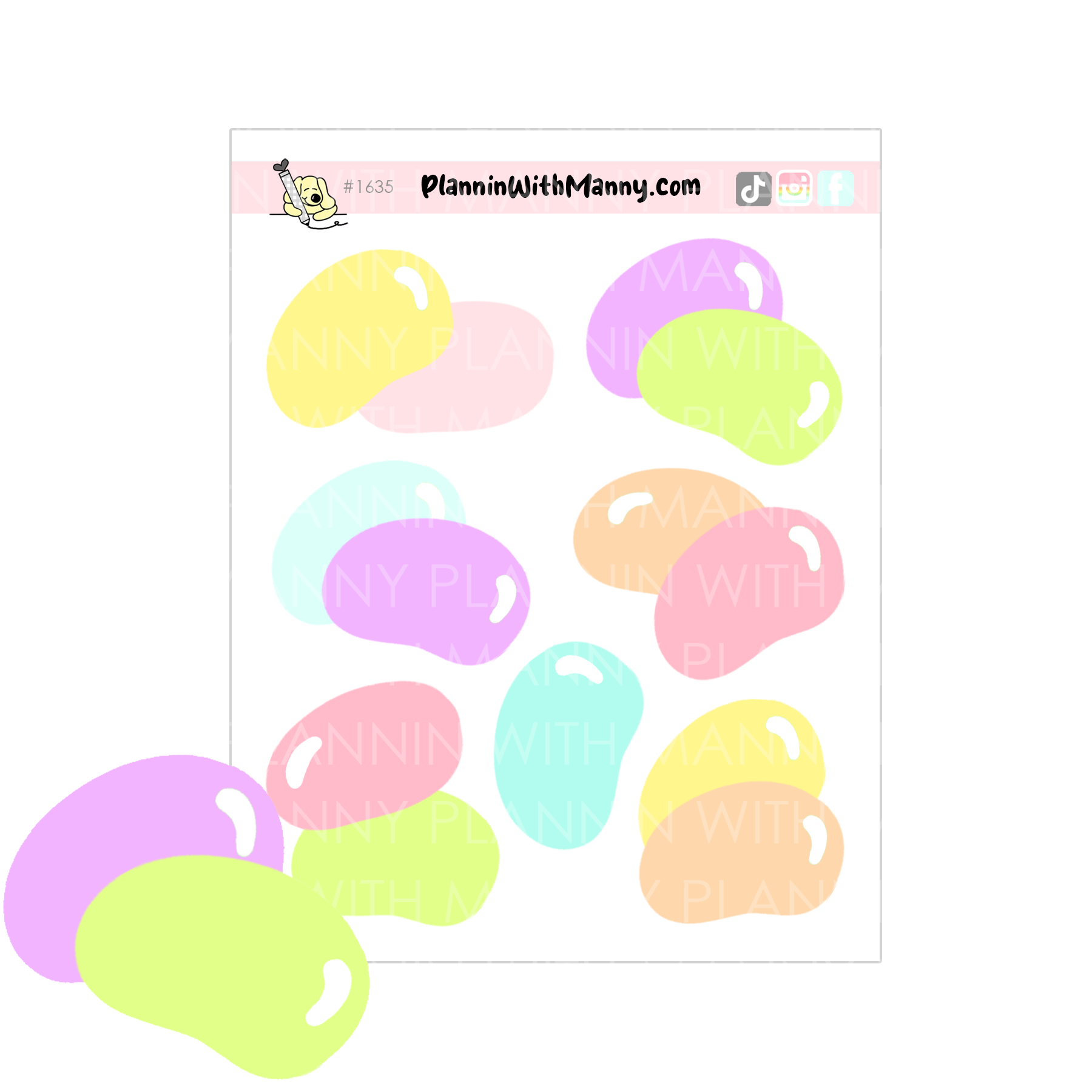 1635 Hoppy Easter Large Jelly Bean Write In Planner Stickers – Plannin ...