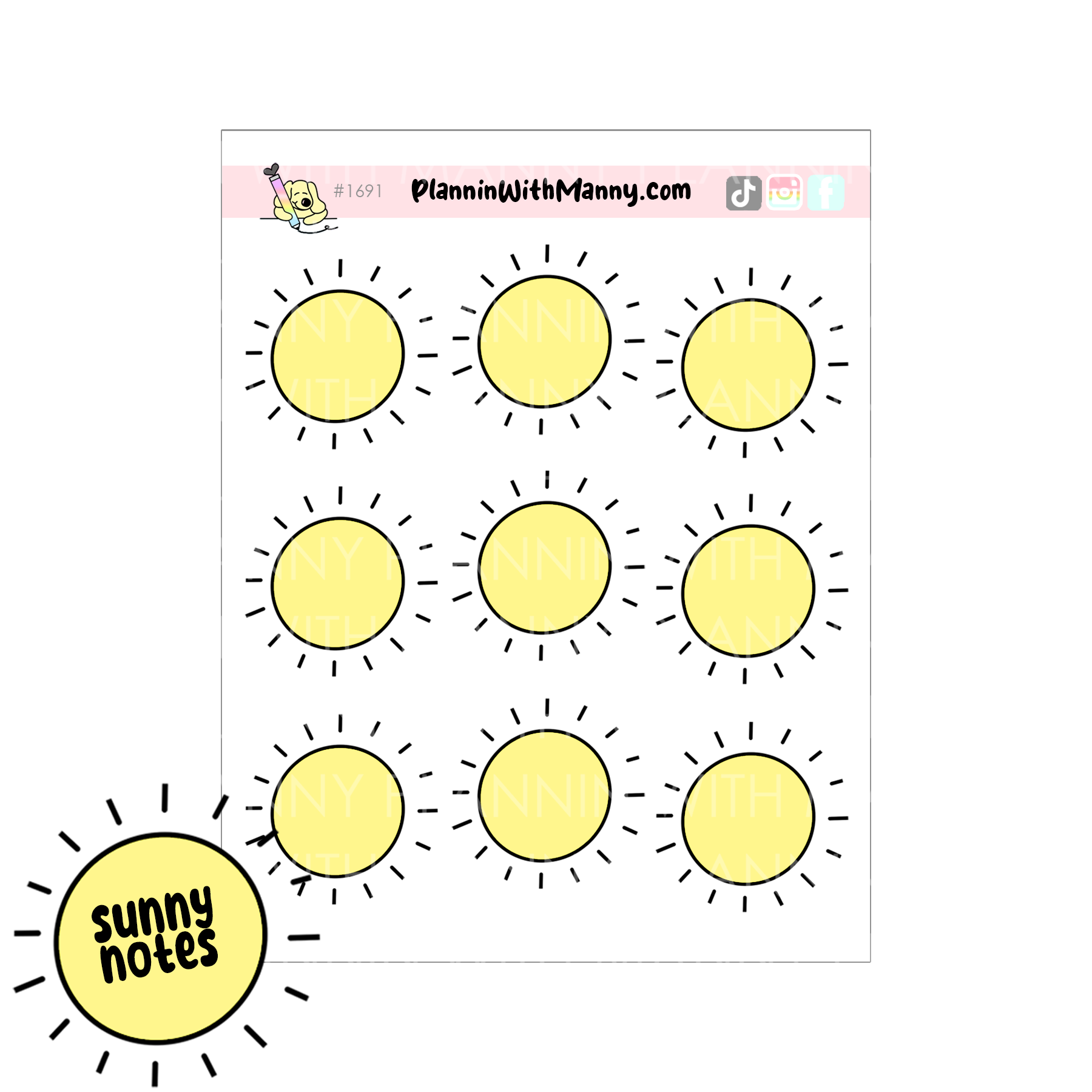 1691 Write in Sunshine Planner Stickers – Plannin with Manny
