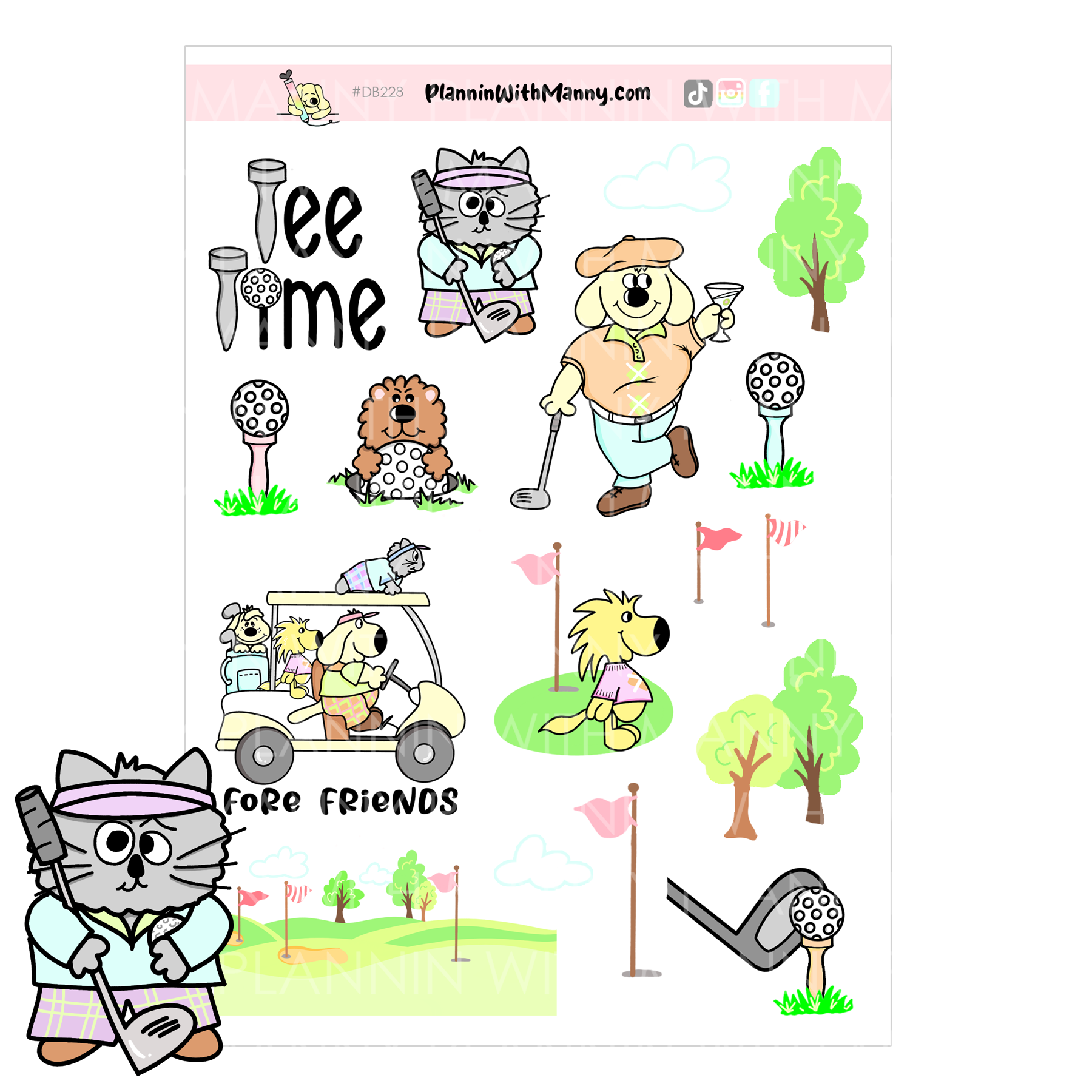DB228 Large Tee Time Deco Stickers – Plannin with Manny