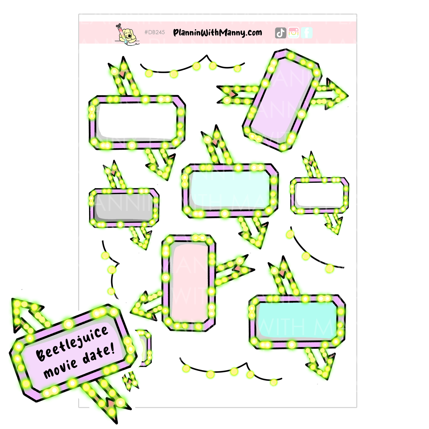 DB246 Beetlejuice Write In Sign Stickers – Plannin with Manny