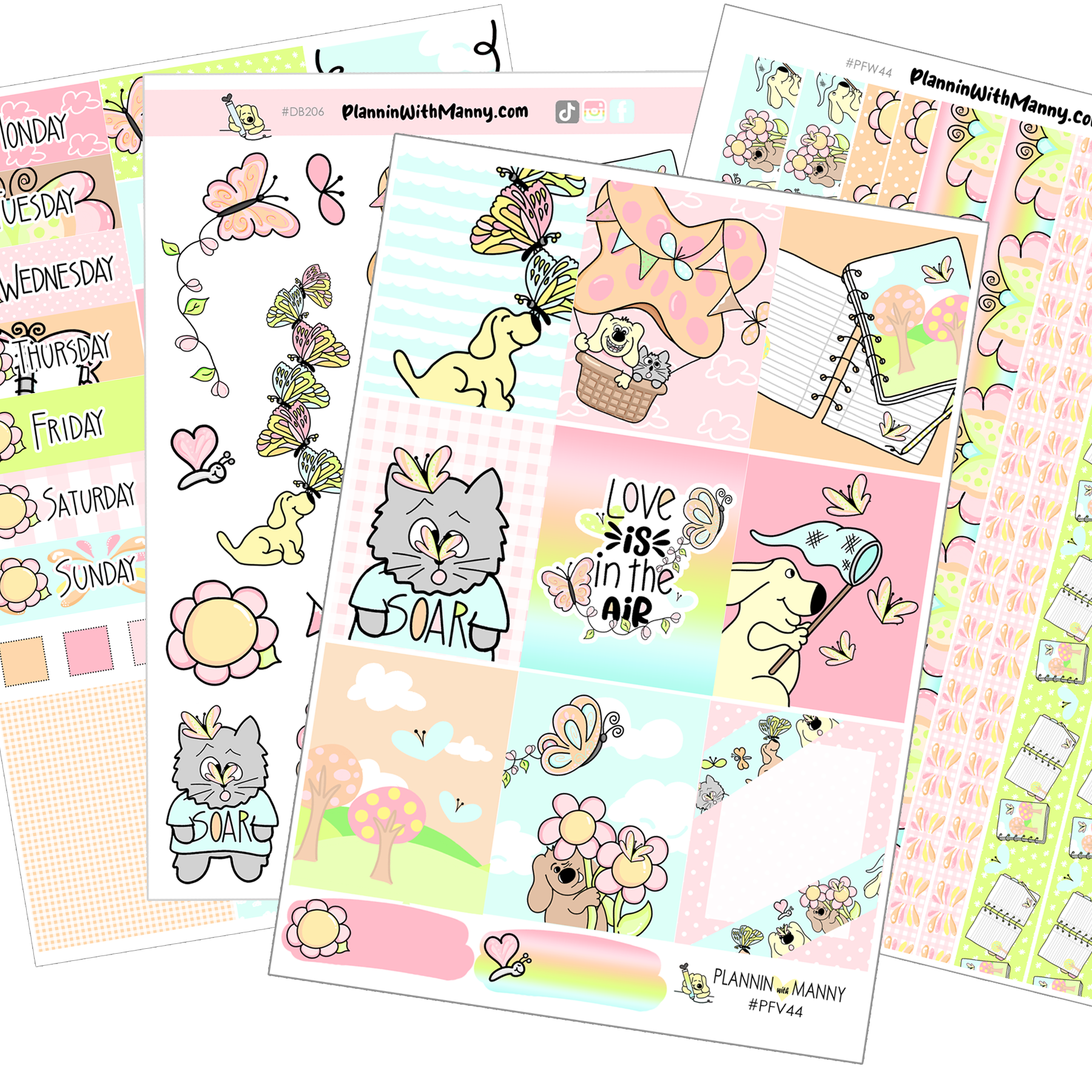 PF44 Butterfly Kisses Collection- Vertical Weekly Kit – Plannin with Manny