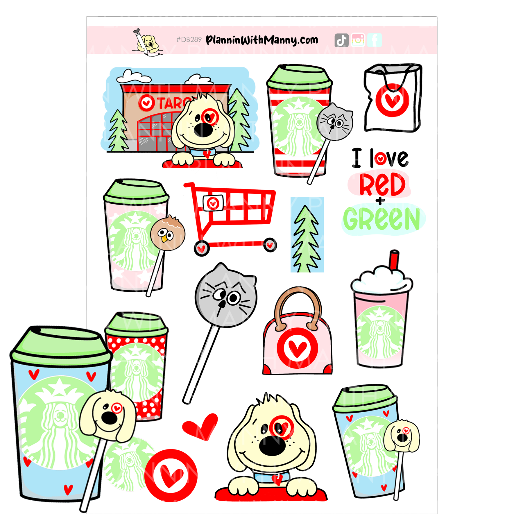 DB289 I Love Red&Greenn Large Deco Stickers' – Plannin with Manny