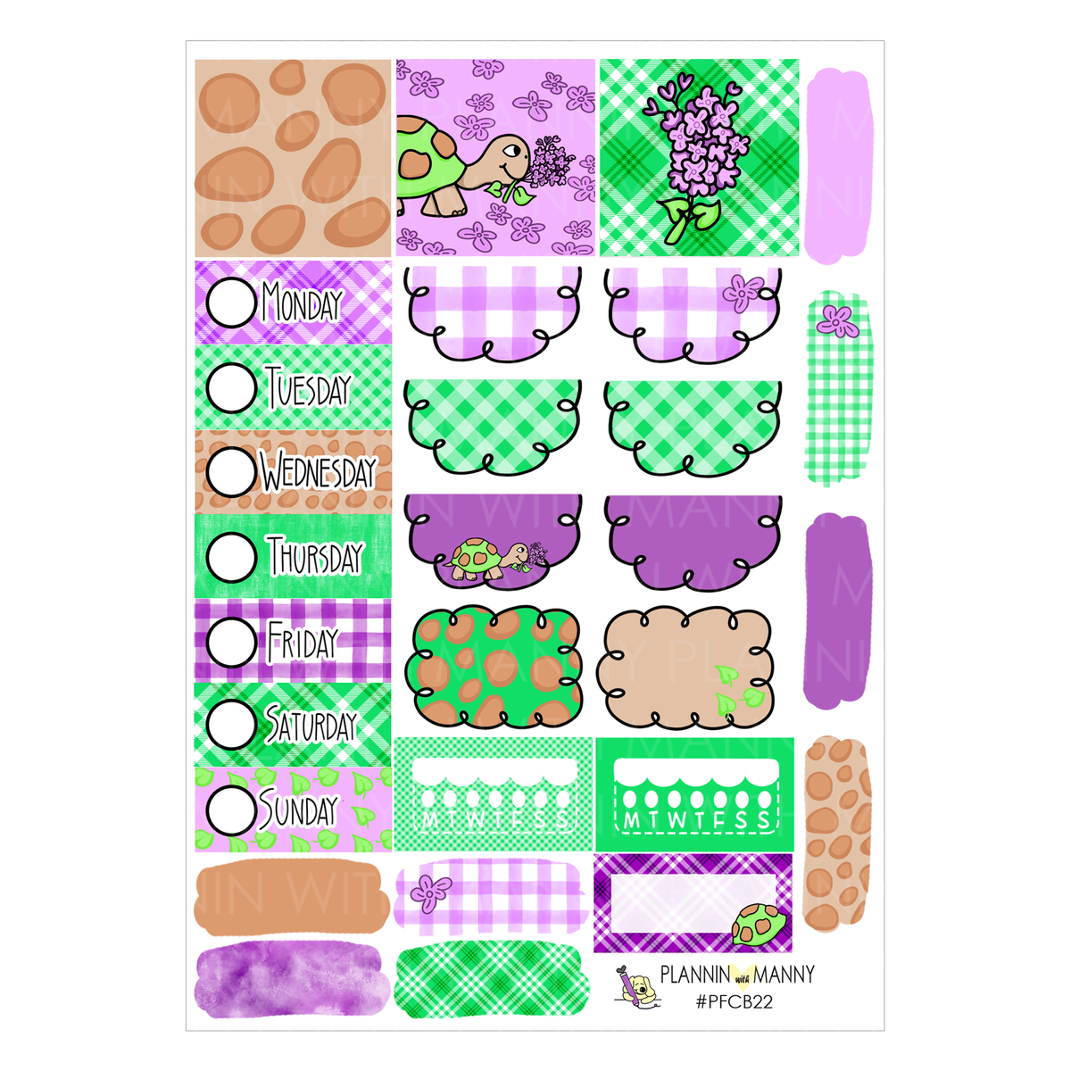 PFC22 HOBO COUSINS Turtle Life 2 Pg Weekly Kit – Plannin with Manny